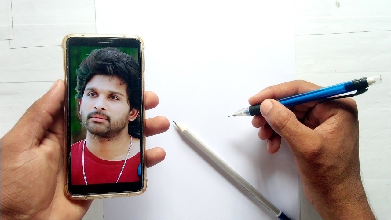Allu Arjun Drawing, Step by step, Outline Tutorial - YouTube