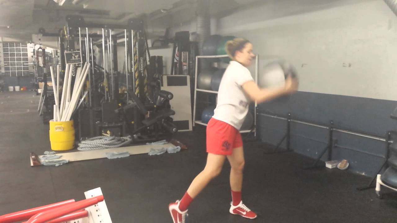 Alternating Lateral Med Ball Rotary Slams - YouTube