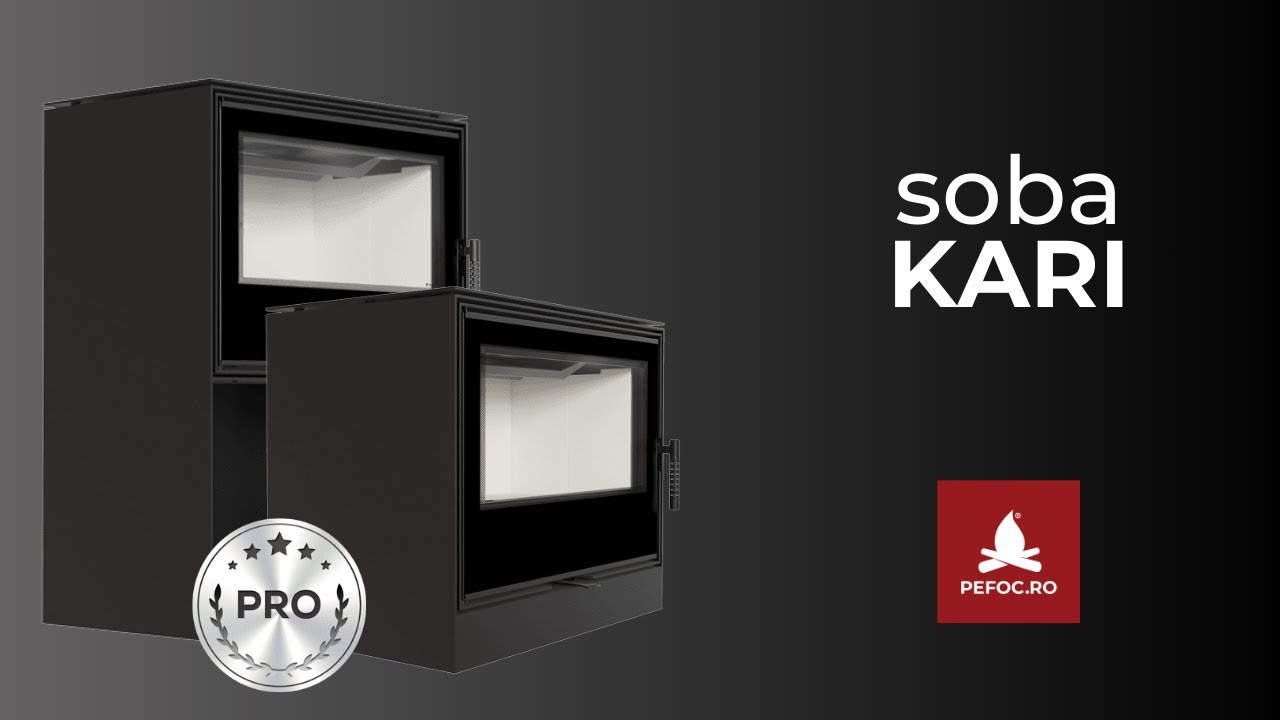 Soba moderna KARI tip semineu pe lemne din gama PRO 🔥 Modele cu samota ...