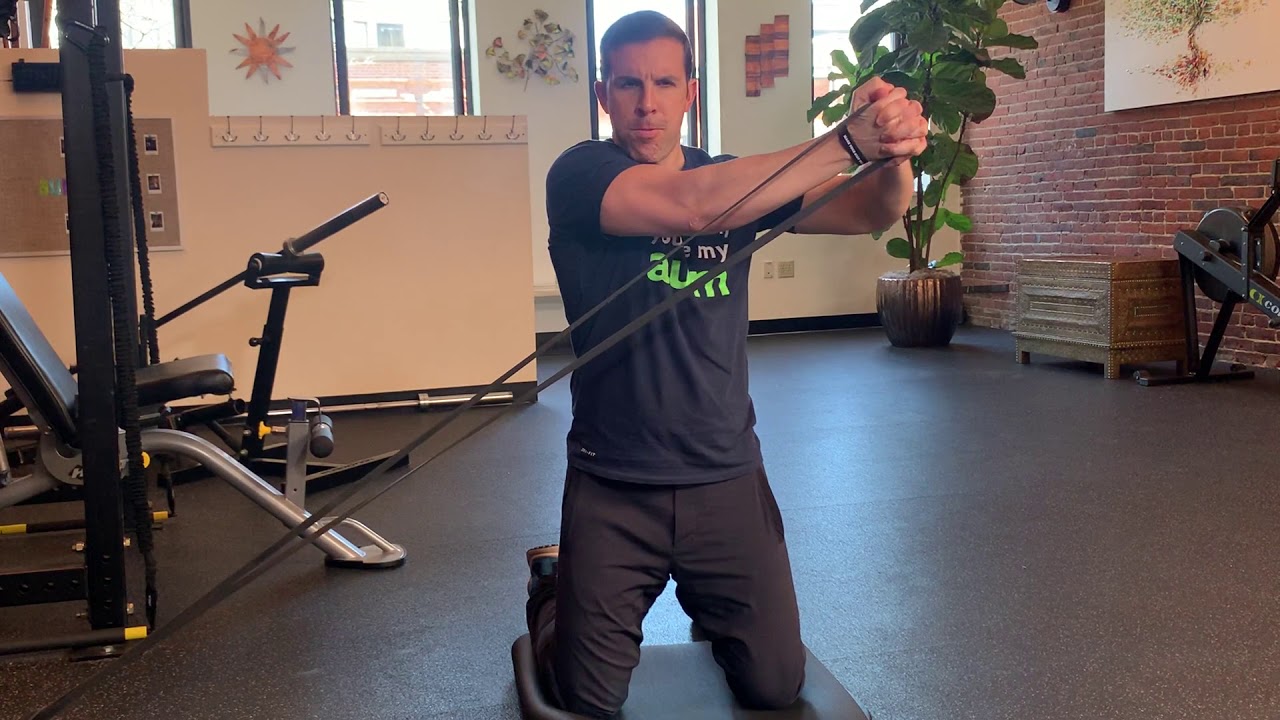 Tall Kneeling Resistance Band Low to High Chop - YouTube