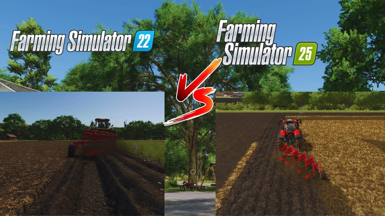 Farming Simulator 25 vs 22 Realistic Plowing Comparison - YouTube
