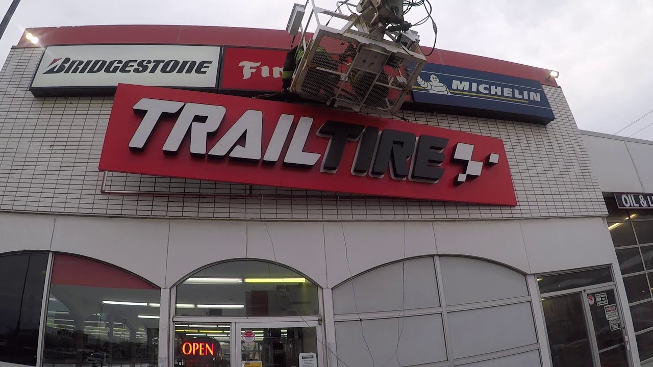 Blaskin & Lane Tire Centres sign change to Trail Tire Auto Centers ...