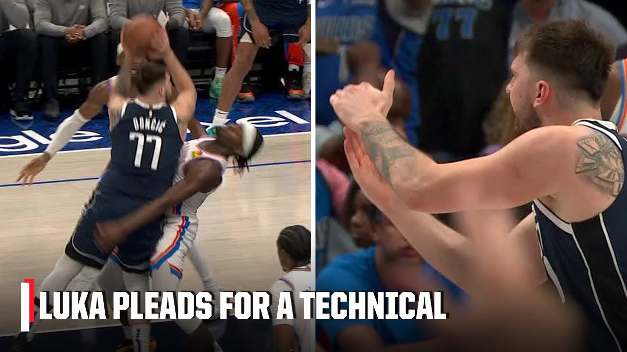 Luka Doncic BEGS for a flopping technical on Lu Dort after this play ...