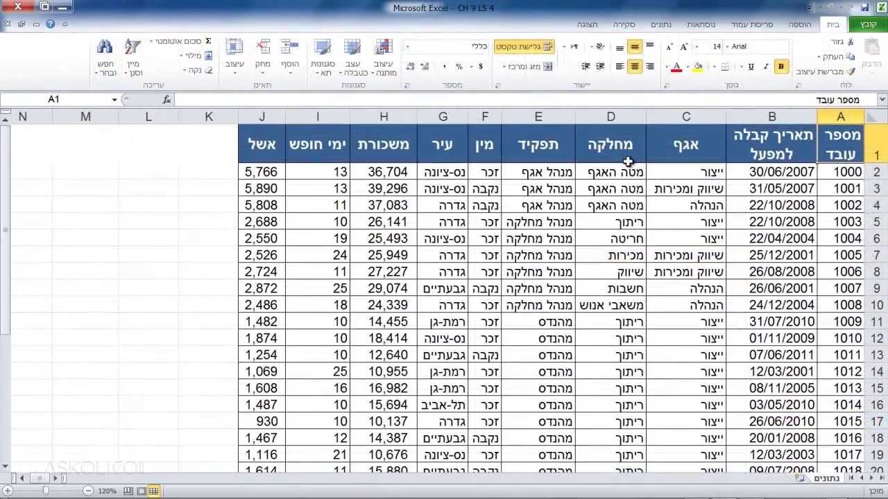 קורס אקסל 2010 EXCEL למתקדמים- פונקציות אקסל למתקדמים. - YouTube