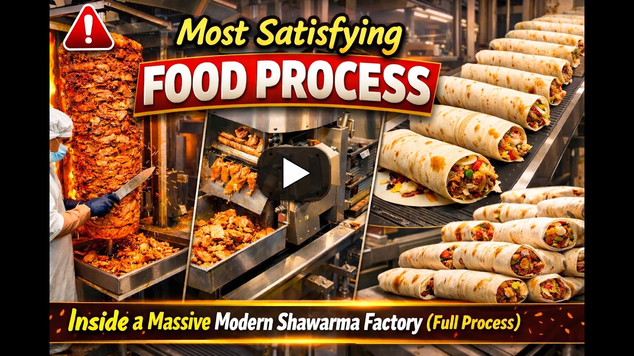 Most Satisfying Food Process: Inside a Massive Modern Shawarma Factory ...