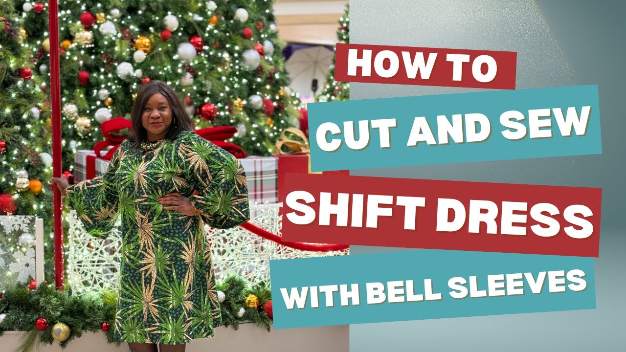 How To Cut And Sew Shift Dress With Bell Sleeves #fashion - YouTube