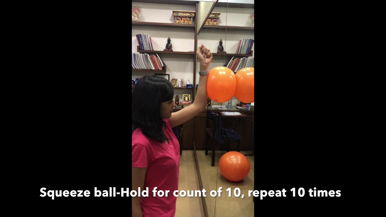 Ball squeeze exercise for scapula and rotator cuff - YouTube