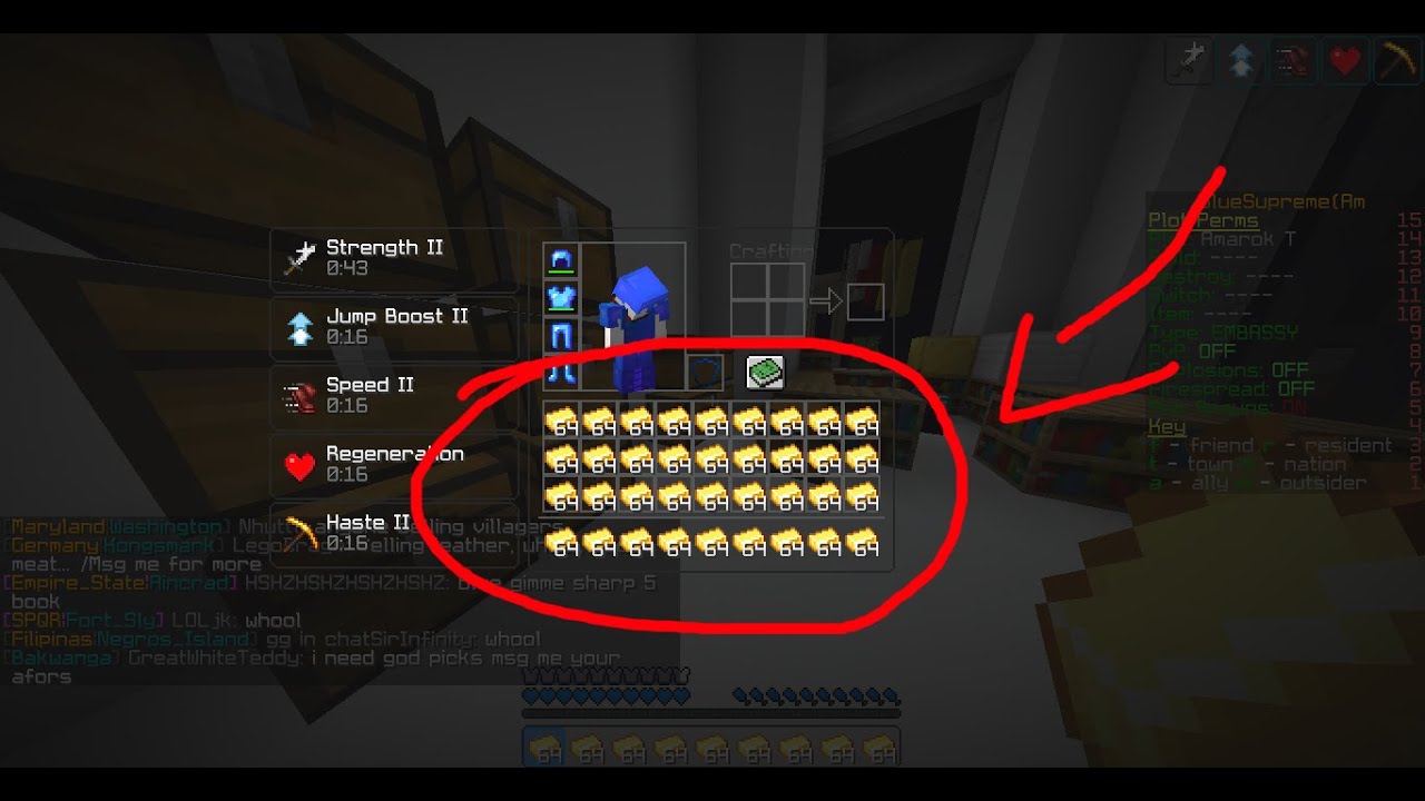 Killing myself with a full inventory of gold in EarthMC - YouTube