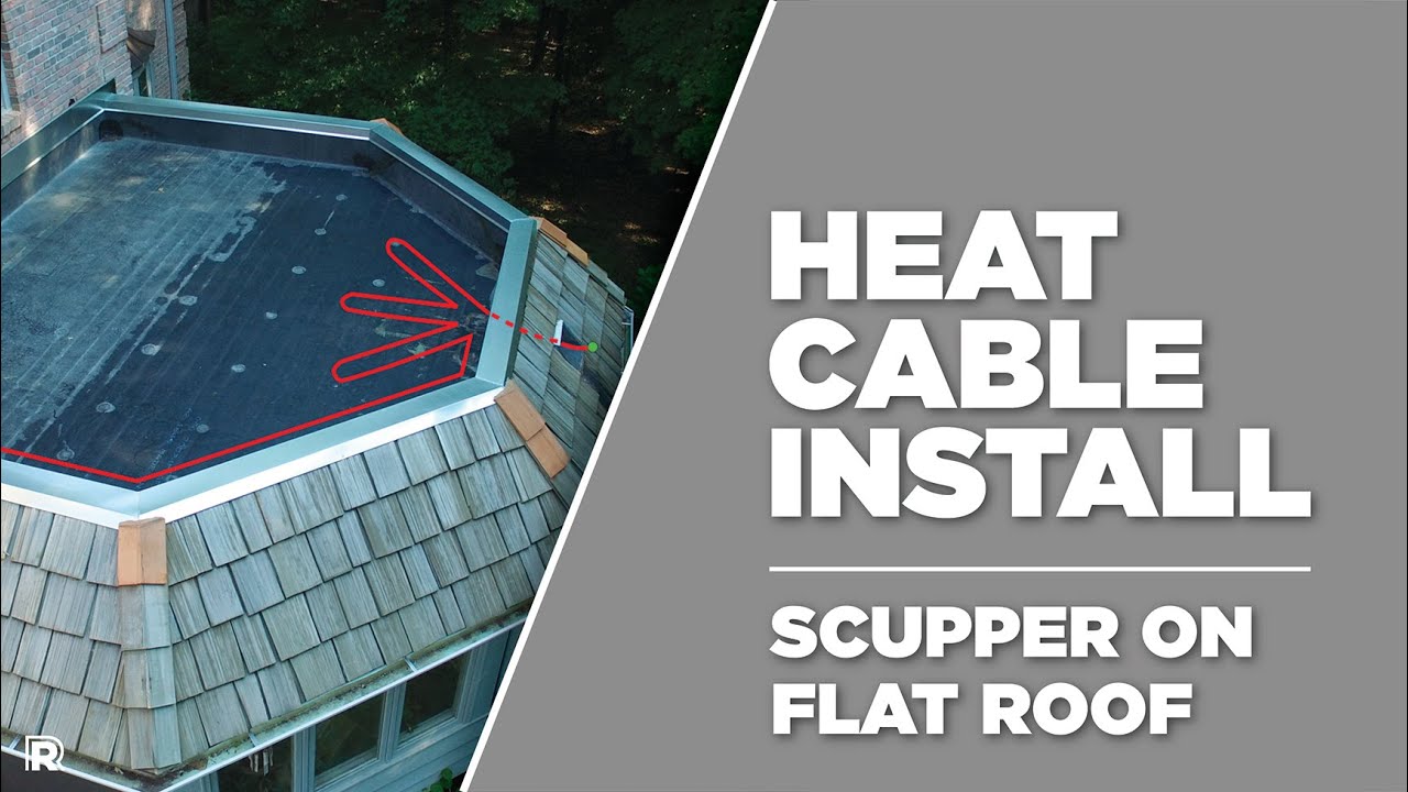 Heat Cable Installation on flat roof with scupper - YouTube