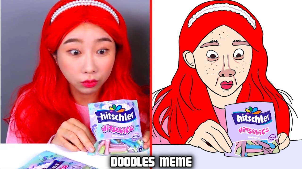 ASMR MUKBANG: Big Bottle Candy drink 보틀 캔디 젤리 먹방 DONA 도나 - Doodles Meme ...