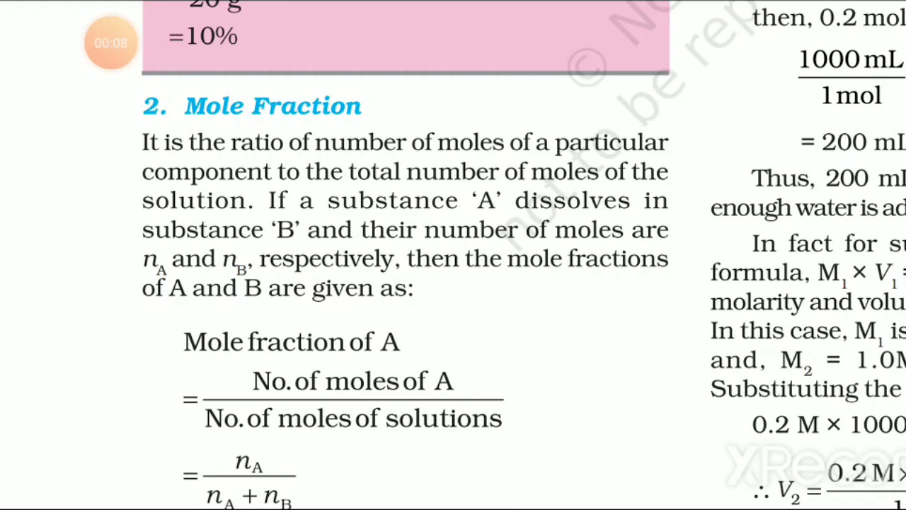 Class 11 Chapter 1 Lect 16 Topic Numericals On Mole Fraction class-11-chapter-1-lect-16-topic-numericals-on-mole-fraction