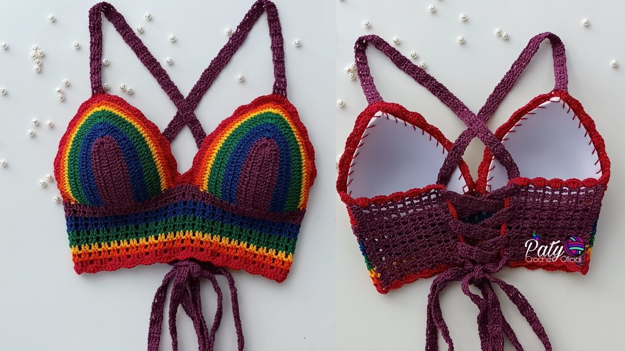 Cropped Crochê Colorido fácil (PP, P, M, G e GG) - YouTube