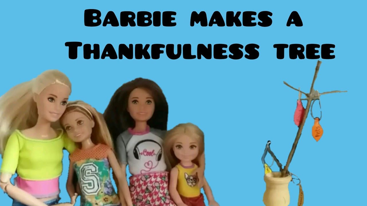 Barbie makes fall leaf thankfulness tree with Skipper, Stacie, and ...