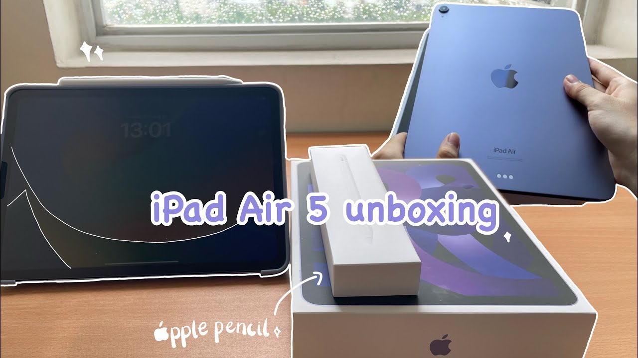 📦 iPad Air 5 (purple) unboxing 💜 Apple Pencil + Accessories |ASMR| - YouTube