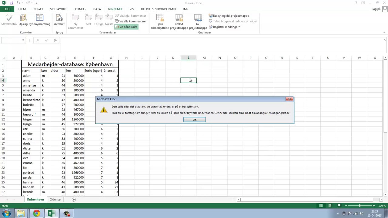 Sådan låser du ark i Excel - YouTube
