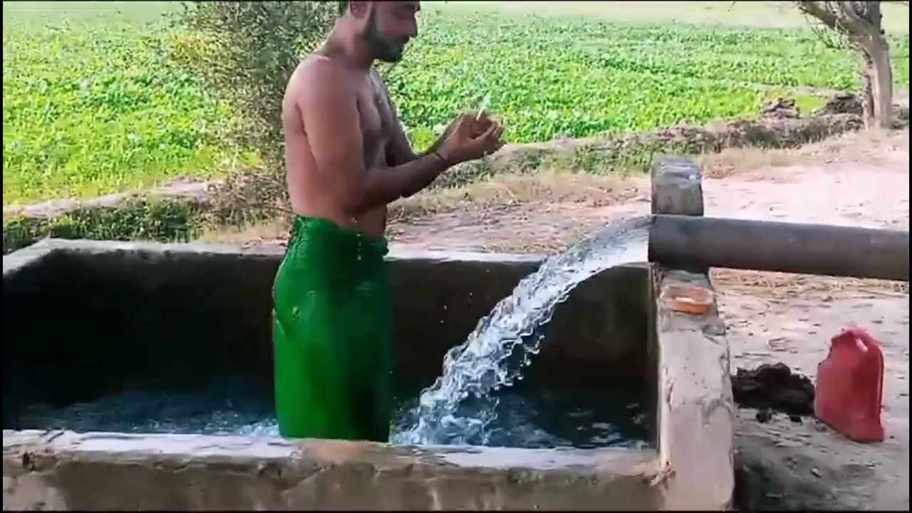 Village tubewell bathing vlog||tubewell bathing vlog New||how to swim ...