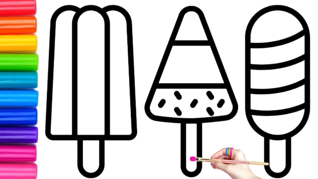 Three Delicious Ice Creams Drawing,Painting and Coloring for Kids ...
