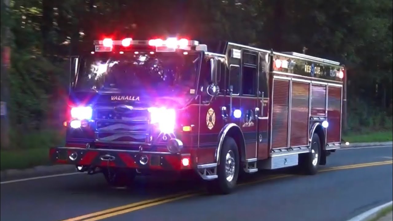 [Station Siren] Valhalla Fire Department Engine 84 and Rescue 9 ...