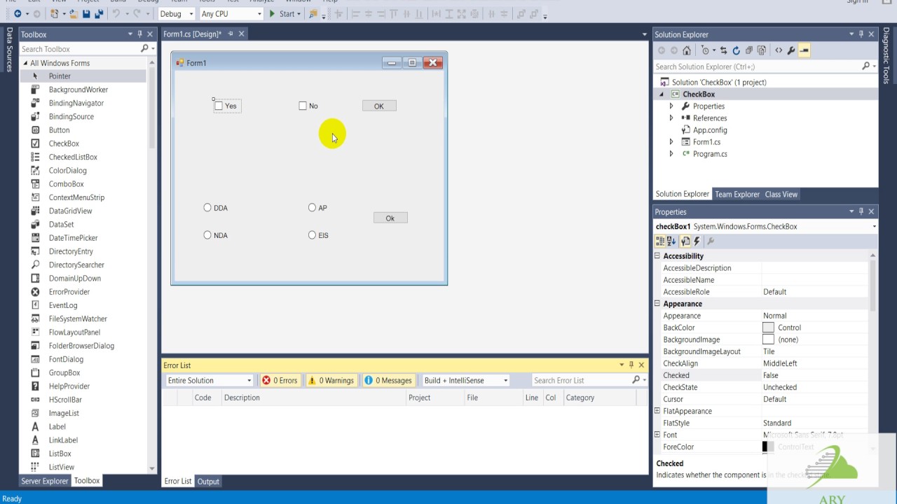 Checkbox And Radiobutton In C Youtube