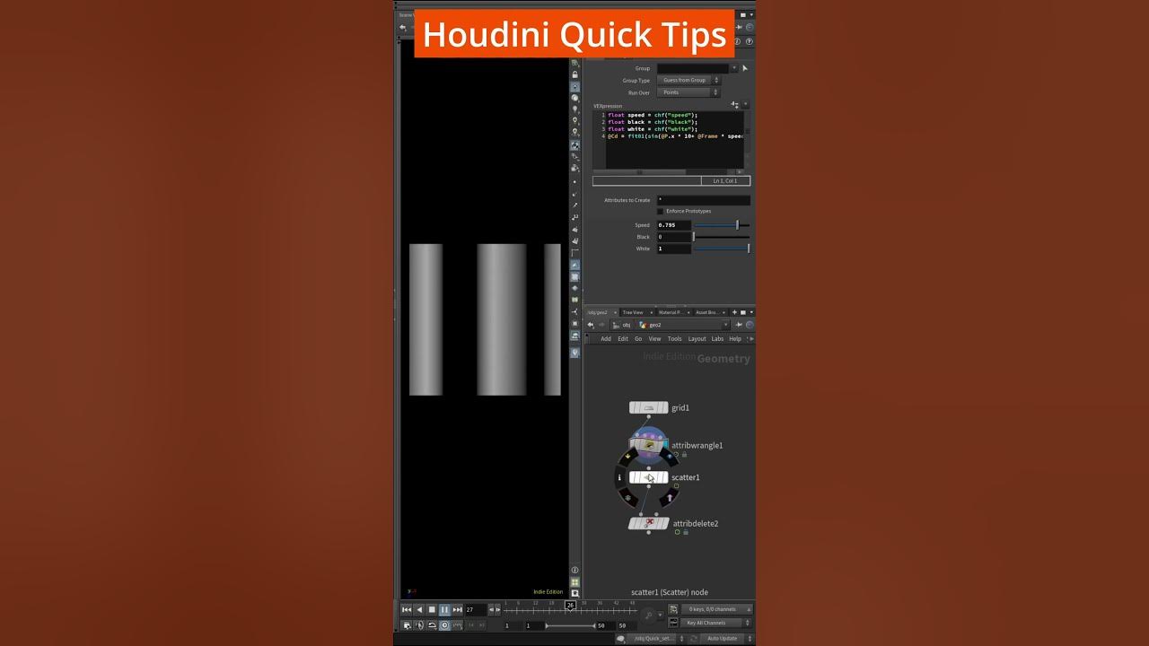 【Houdini Quick Tips】白黒ストライプのアニメーションを作る方法 - YouTube