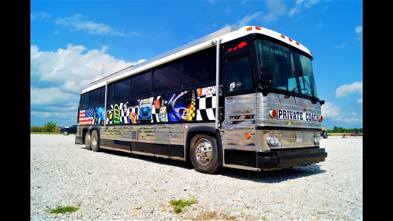 NASCAR Bus with Observation Deck - 1982 MCI MC9 - YouTube