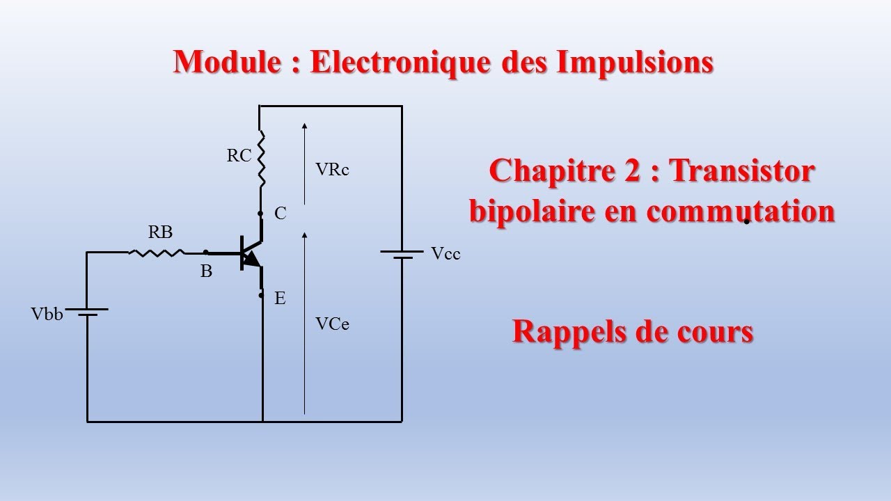 Electronique des impulsions, caractéristiques d'un montage à transistor ...