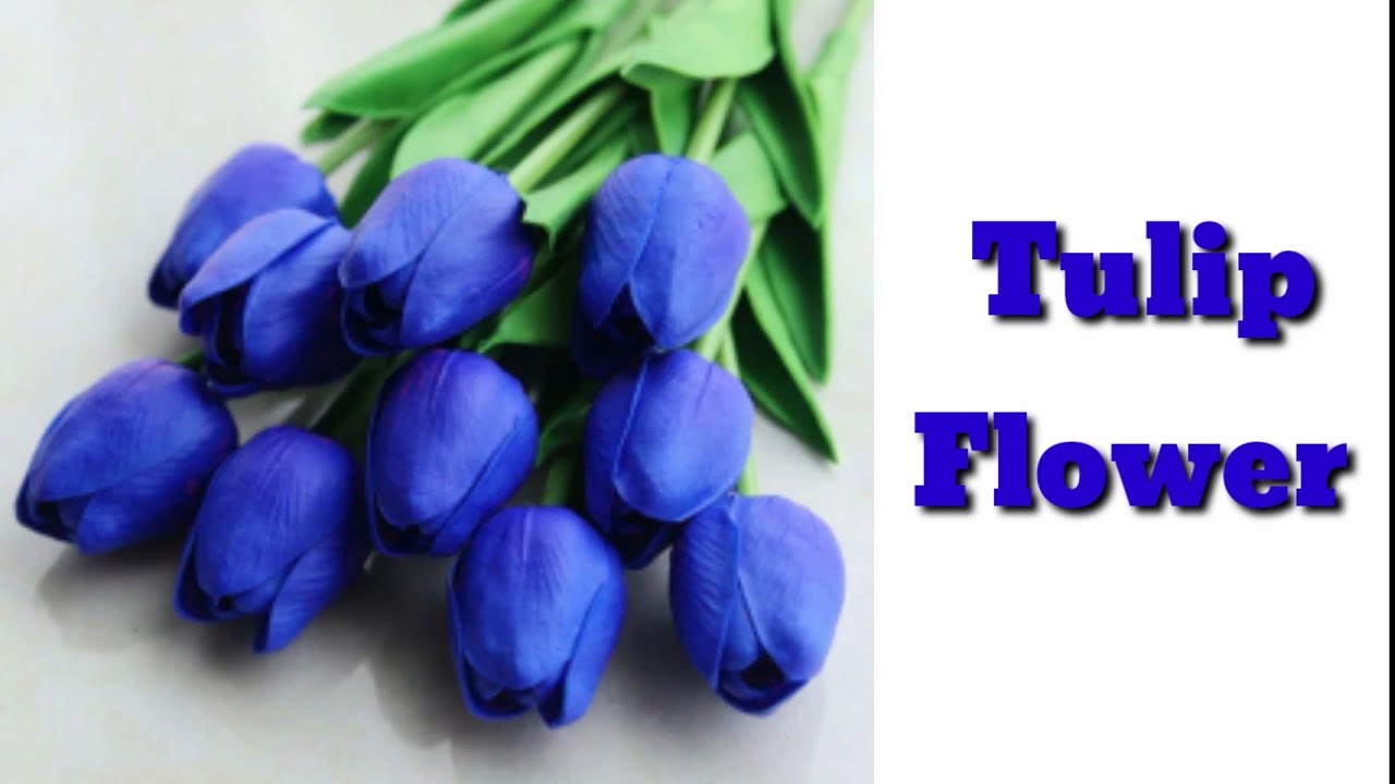Tulip flower making // Artificial beautiful blue colour tulip flower ...