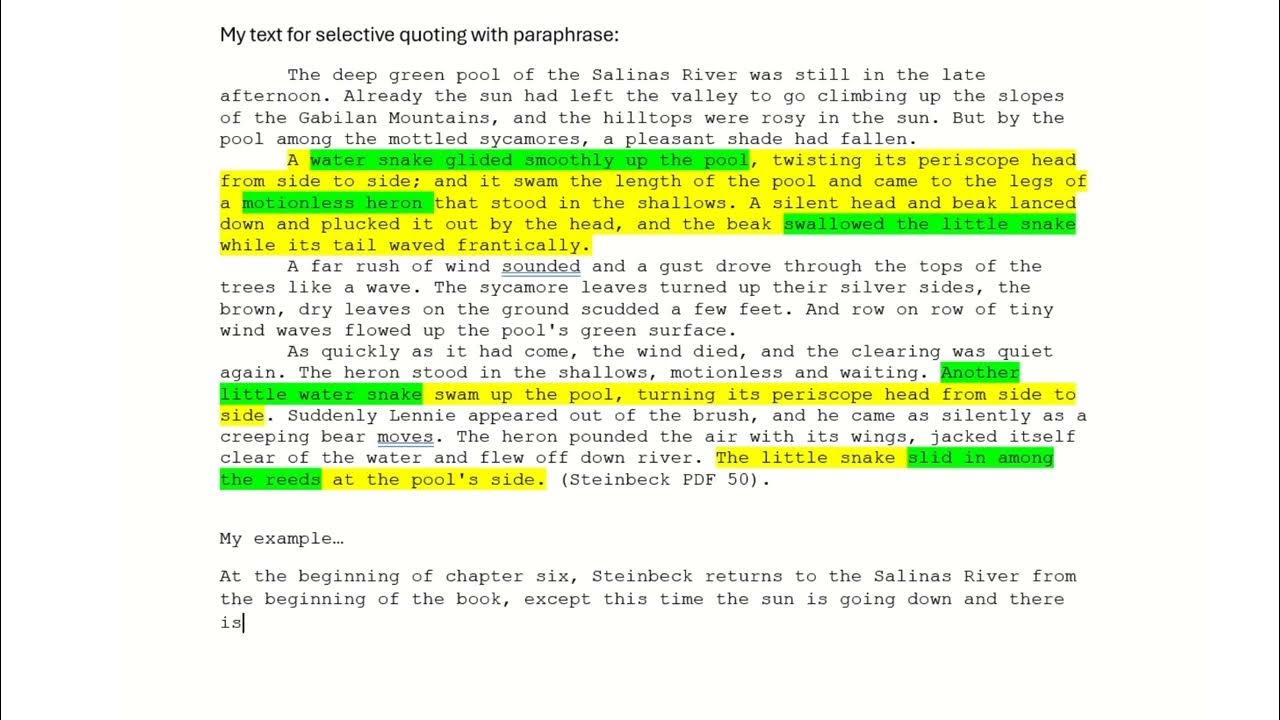 Quoting and Paraphrasing Evidence for Literary Analysis - YouTube