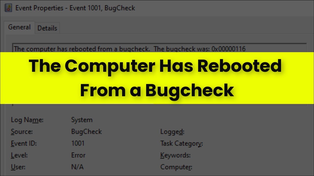 The Computer Has Rebooted From a Bugcheck Windows 11 / 10 - YouTube