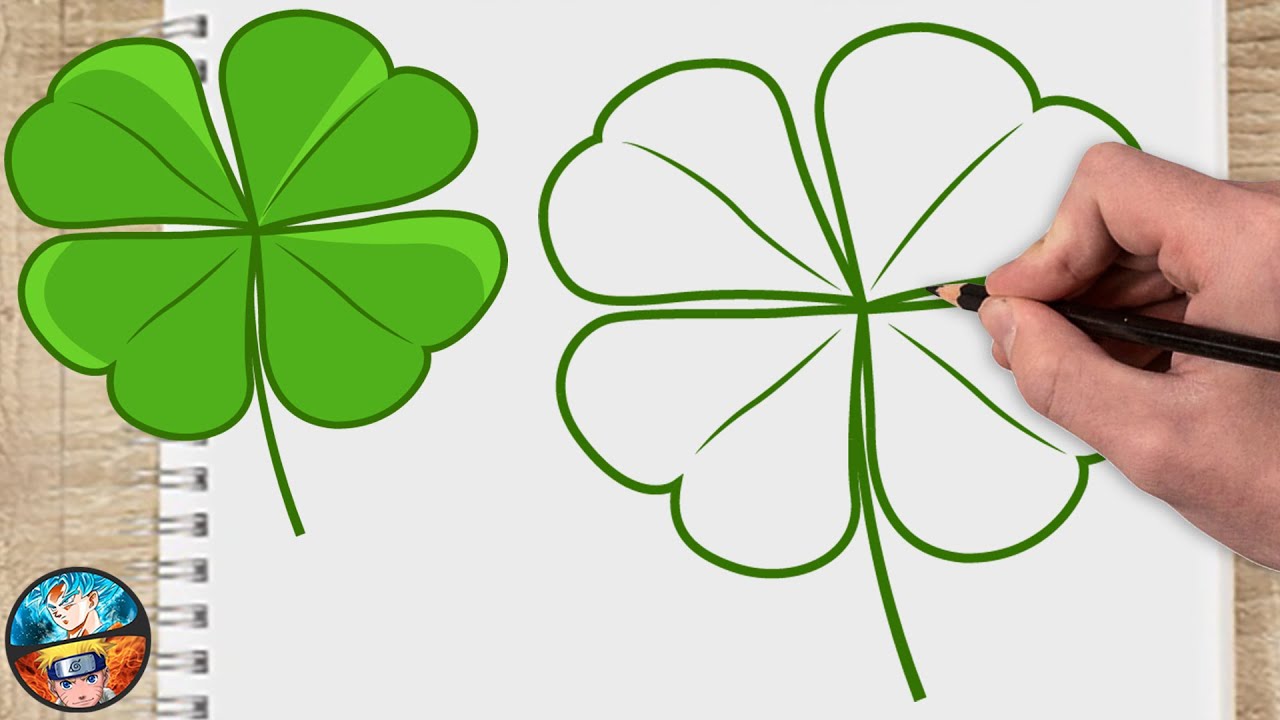 COMO DIBUJAR UN TRÉBOL DE 4 HOJAS FÁCIL - HOW TO DRAW A 4 LEAF CLOVER ...
