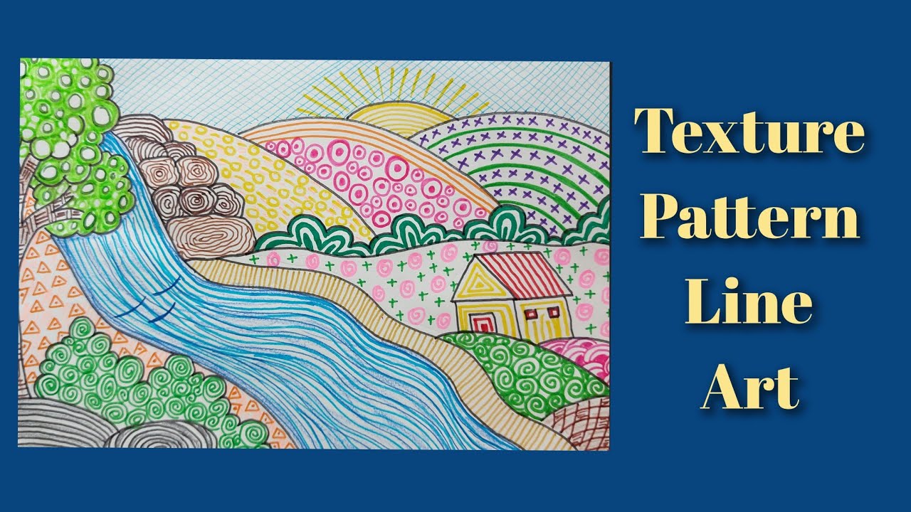 Scenery using line pattern drawing // Texture drawing scenery // Line ...