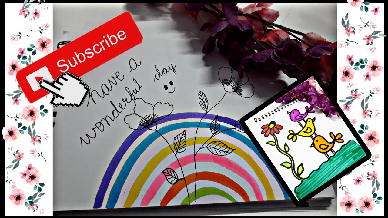 How to make bolo art on rainbow | How to draw cute birds - YouTube