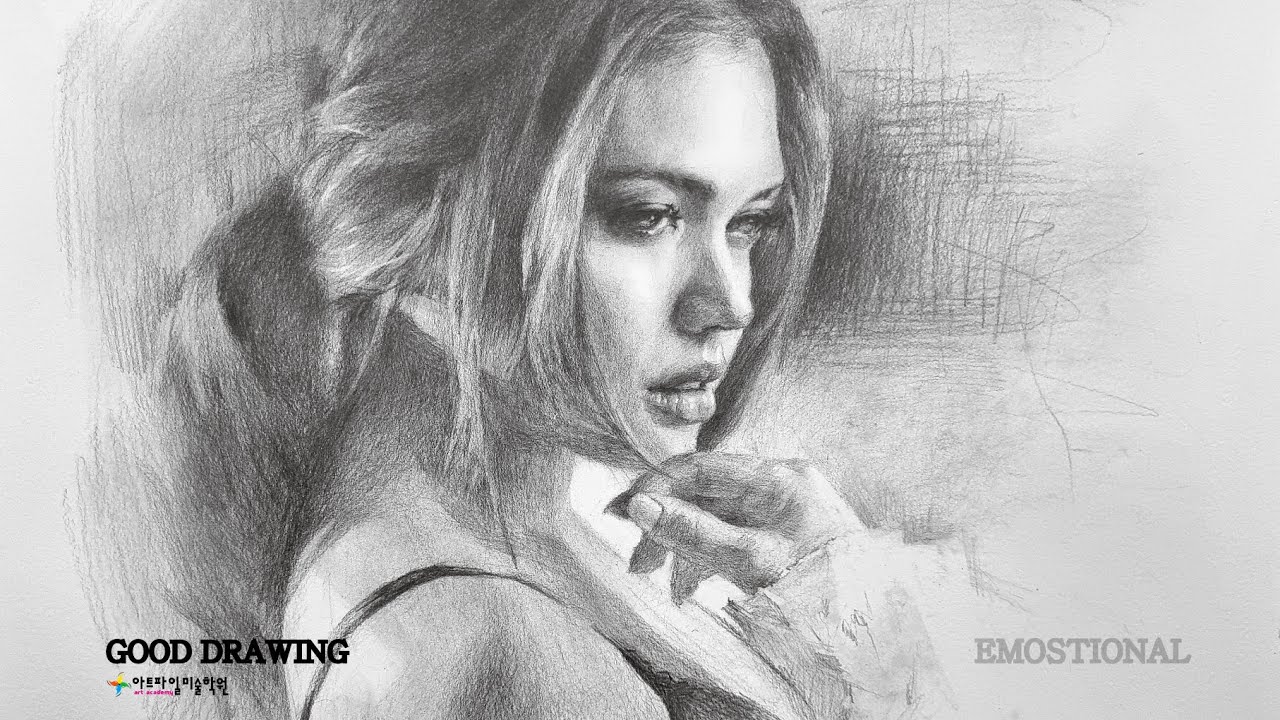감성적인 인물화 인체 소묘 그리기 - Drawing in an emotional portrait structure - YouTube