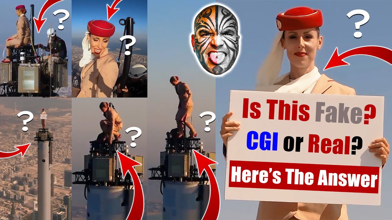 FAKE or REAL? Emirates Flight Attendant On Top Of The Burj Khalifa ...