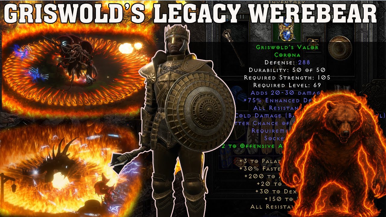 🐻 Griswold’s Legacy WereBear Paladin DESTROYS Uber Tristram | Diablo 2 ...