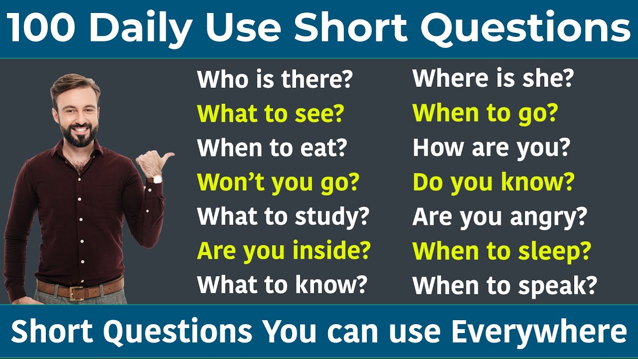100 Daily Use Short Questions || Short Questions You can use Everywhere ...