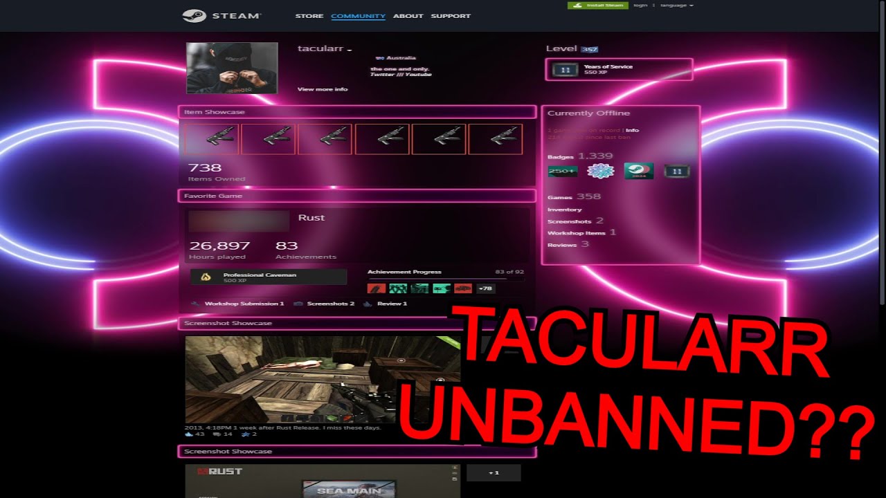 Tacularr gets unbanned from rust? - YouTube