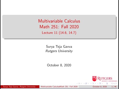 Multivariable Calculus 251 Lecture-11 (Linearization, Critical points ...