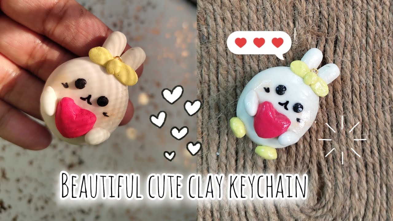 How to make a cute clay keychain/ very easy keychain/very easy tutorial ...