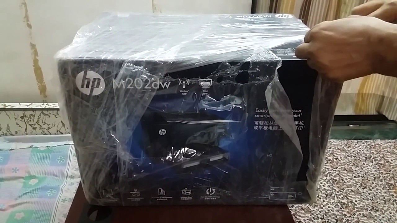 Hp laserjet pro 202dw unboxing and wireless direct printing - YouTube