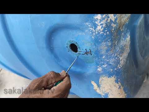 water tank leakage repair,crack,outlet crack,new outlet, problem solved ...