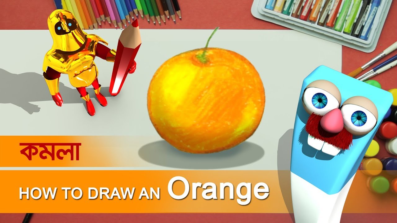 How to draw orange step by step with pastel - YouTube