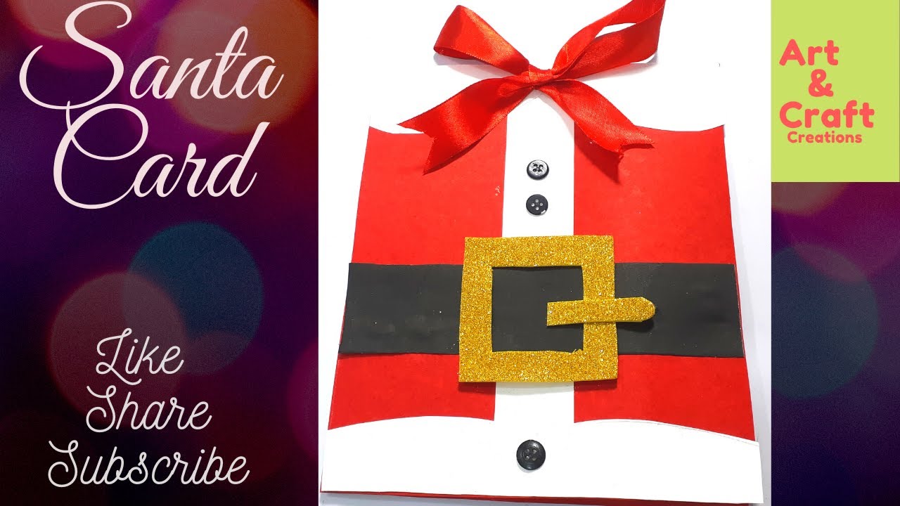 Santa Christmas Card/How to make Christmas Greeting Card/ Santa card ...