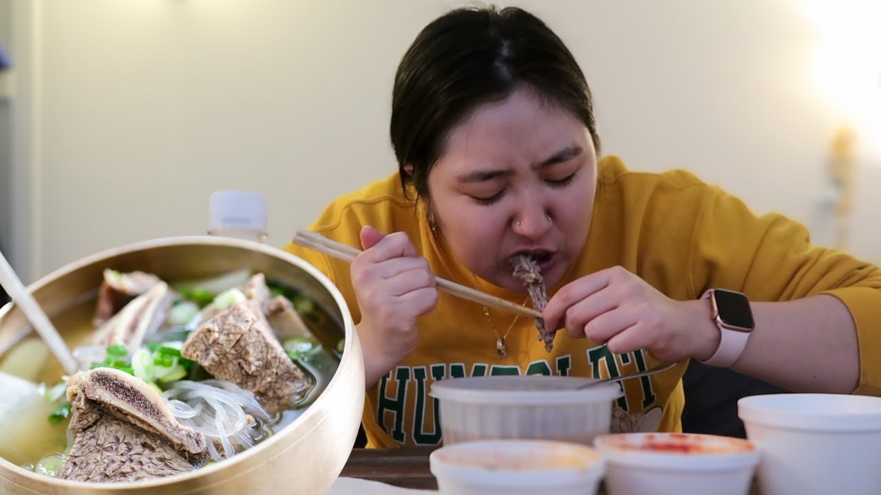 galbi tang (beef short rib soup) korean mukbang TOO DAMN GOOD! - YouTube