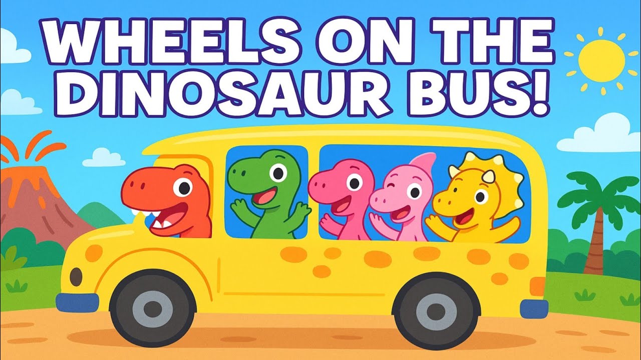 Wheels on the Dinosaur Bus 🦖🚌 | Fun Kids Song with Colorful Dinos ...