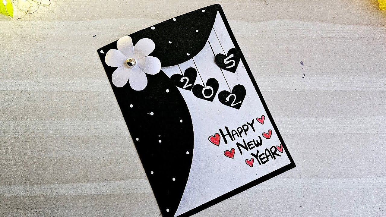 Easy & Beautiful New Year Card Making | Happy New Year Greeting Card ...