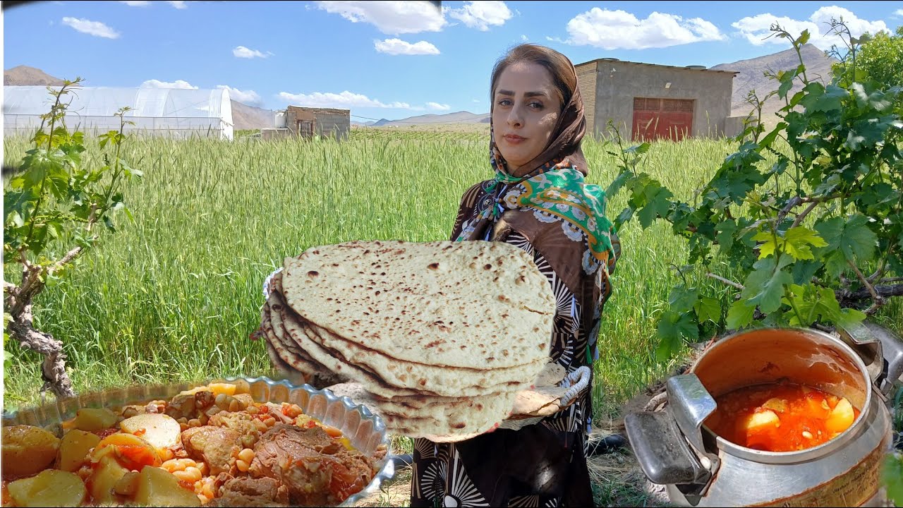 Rural life in Iran! Cooking broth in the countryside! Bone broth 🌶️🤠🍖 ...