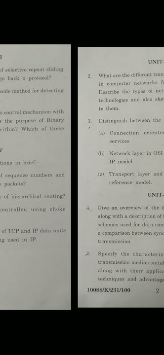 Computer Networks Question Paper MS-16-33 #kuk #exam #pyqs #computerscience #2019 #msc - YouTube