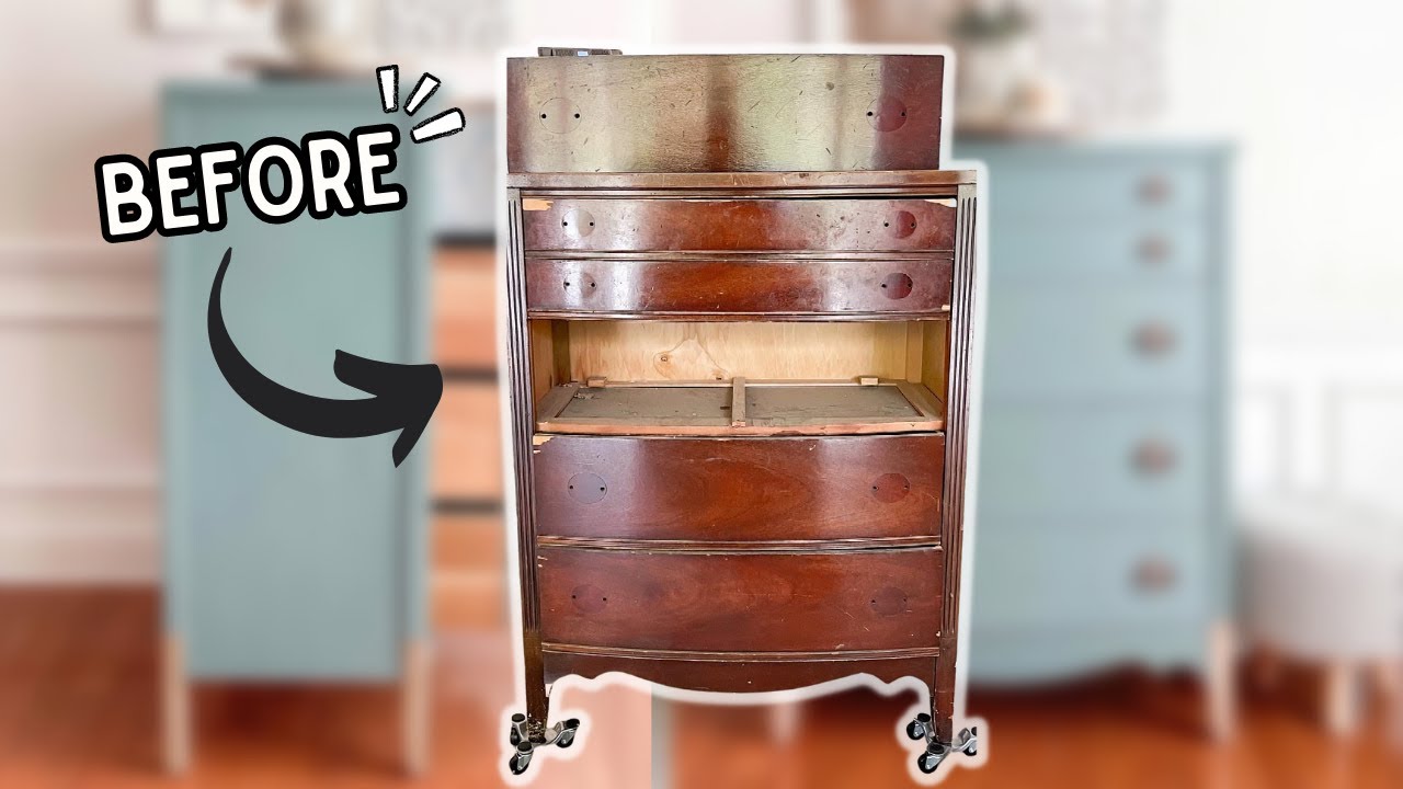 Painting Thrifted Chest Of Drawers Blue | DIY Furniture Makeover - YouTube