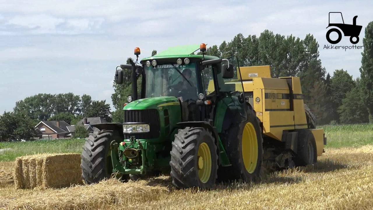 Loonwerken Daem stro balen pressen/Pressing straw bales - YouTube